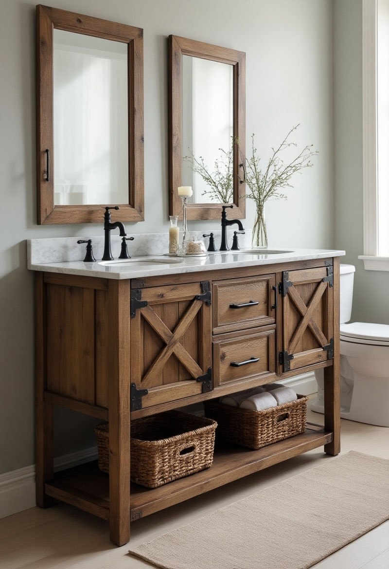 23 Trendy Farmhouse Bathroom Vanities That You'll Love - House My Way